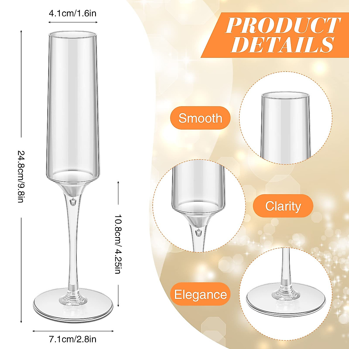 Meanplan Champagne Flutes Glasses Plastic Acrylic Wine Glasses Clear Wedding Flutes Glassware Cocktail Cups Bulk Reusable for Wedding Birthday Anniversary Christmas(12 Pieces)