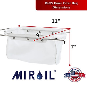 Miroil B6PS Fryer Filter Bag & Frame, MirOil EZ Flow Filter Bag Combination, Part 02852, Use to Filter Fry Oil, Suitable for 70 lb Polishing Oil, Durable, Easy to Clean with Hot Water