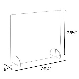 Safco Products Protective Acrylic Portable Sneeze Guard, Freestanding Cough & Sneeze Shield for Workers, Receptionists & Customers, 29.5"W x 23.5"H, Sturdy 0.236" Material Thickness