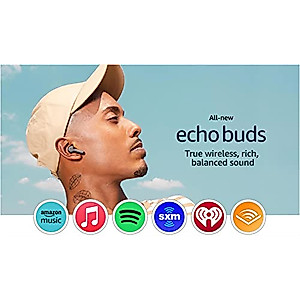 All-new Echo Buds (2023 Release) | Semi-in-ear, True Wireless Bluetooth 5.2 Earbuds with Alexa, multipoint, 20H battery with charging case, fast charging, sweat resistant | Black
