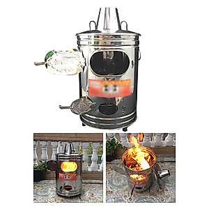 WXJ Stainless Steel Incinerator with Chimney, Portable Garden Incinerator Burning Barrel with Fire Hook, Cleaning The Backyard, Paper and Leaves