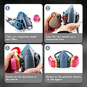 Xaafgv Reusable Half Face Respirator 7502, Respirator Mask with 60923 Filters Against Gases, Vapors, Dust, Fumes Suitable for Painting, Grinding, Welding, Sanding, Chemicals and Other Work, Medium