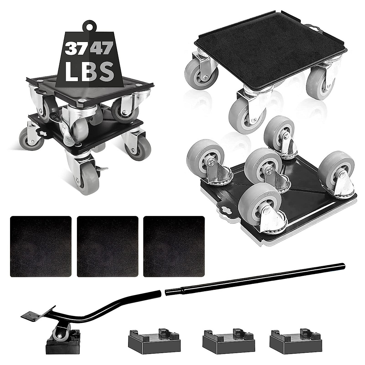 ZFULVO Furniture Dolly 5 Wheels Heavy Duty,Large Size Carbon Steel Panel Furniture Movers,Furniture Lifter with 5 360° Rotatable Rubber Universal Wheels,Maximum Load 1700KG/3747LBS