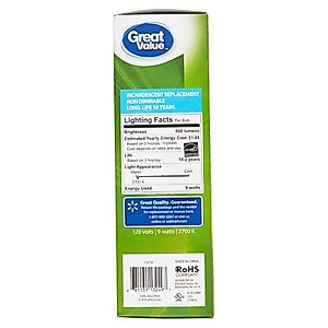 PACK OF 4 - Great Value LED General Purpose Bulbs, 9W (60W Equivalent), Soft White, 4-count