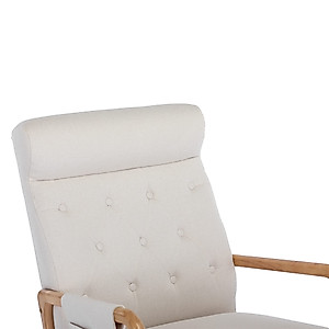 Rocking Chair with Ottoman, Nursery Glider with Thick Padded Cushion & Tall Backrest (Microfiber Fabric in Rustic Coffee)