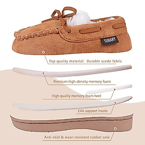 SEMARY Toddler Kids' Moccasin House Shoe with Indoor Outdoor Memory Foam Sole Protection Slipper U722WLFX505J-D-Chestnut-23