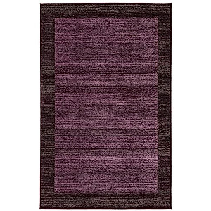 Unique Loom Del Mar Collection Area Rug-Transitional Inspired with Modern Contemporary Design, 6' 0 x 9' 0 Rectangular, Violet/Ivory