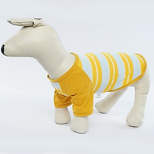 T'CHAQUE 100% Cotton Striped Dog Shirts for Small Medium Dogs Chihuahua Puppy Clothes T-Shirt, Soft and Durable Cat Pajamas Costume, Pet Dog/Cats Sweatshirt for All Season, Red Striped Patchwork, M