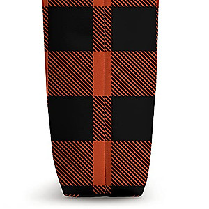 Black & Orange Checkered Square Buffalo Plaid Pattern Tote Bag