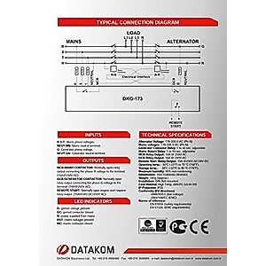 DATAKOM DKG-173 230/400V Generator/Mains Automatic Transfer Switch Panel (ATS)