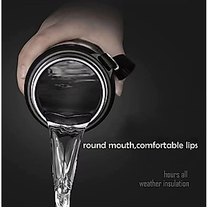 WAASS Insulated Water Bottle - Hot and Cold Travel Flask with leakproof Lid - Perfect for Hot Coffee & Tea (Black)