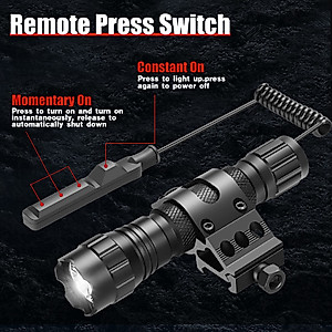 COOGEO Tactical Flashlights 1200 Lumens LED Weapon Light with Picatinny Mount, Super Bright Light Included Rechargeable Batteries Switch for Self Defense, Hunting, Camping, Hiking
