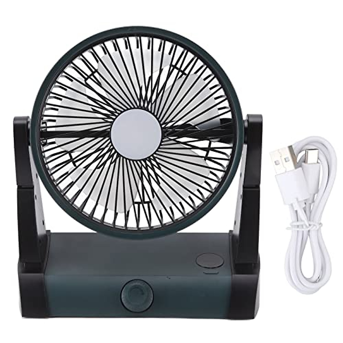 GLOGLOW USB Portable Fan, 5000mAh Battery Silent Motor Rechargeable Portable USB Small Desk Fans 2 Levels LED for Camping (Green)