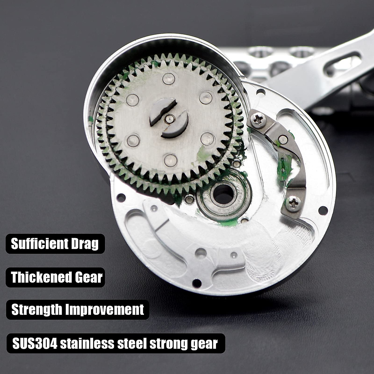 CAMEKOON Conventional Lever Drag 2-Speed Trolling Fishing Reel, 4.5:1/2.1:1 Gear Ratio, Overhead Multiplier Saltwater Reel, 25kg Powerful Carbon Drag