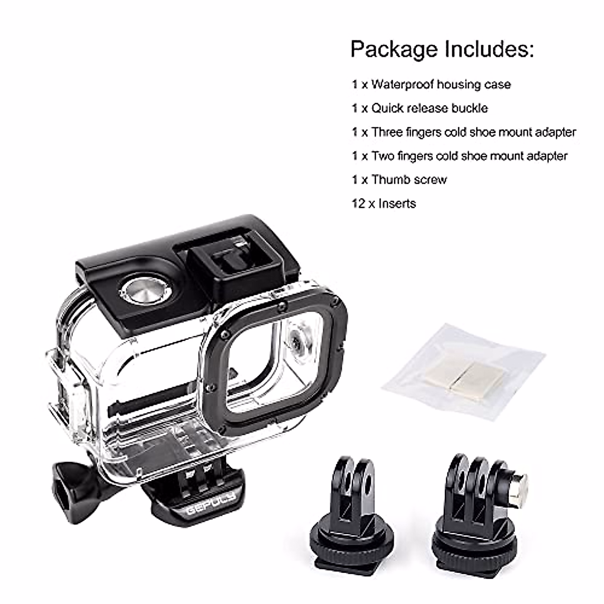 GEPULY Waterproof Housing Case for GoPro Hero 9 10 11 Black, 60m Underwater Protective Dive Housing Shell with 2 Cold Shoe Adapter and Bracket Accessories for Go Pro Hero 11 10 9 Black Cameras