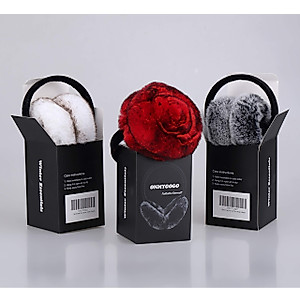 Rabbit Hair Winter Earmuff for Women, Soft and Warm (Black)