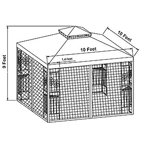 SUNA OUTDOOR 10x10 Ft Outdoor Gazebo Steel Frame Two-Tiered Top Canopy, Heart Screen Decor Gazebo with Adjustable Netting for Garden Backyard, Beige
