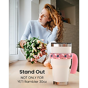 HOUSYLOVE for YETI 30 oz Tumbler Handle, for YETI Handle 30 oz Tumblerand YETI Cup Holder, Handle for YETI and Most 30 oz Tumble, Pink, 1 Pack