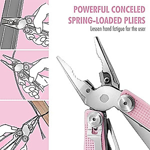 FantastiCAR Pink Utility knife Box cutter with Extra Blades and Multifunctional Pliers Set, Stainless Steel Body and Gift Packaging Box