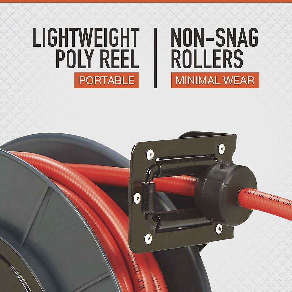 Ironton Auto Rewind Air Hose Reel - with 3/8in. x 50ft. Hybrid Polymer Hose, Max. 300 PSI