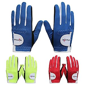 Efunist 1 Pair Junior Kids Youth Toddler Boys Girls Golf Gloves Dura Feel Blue Red Green Left Hand Right Hand (Blue, Medium)