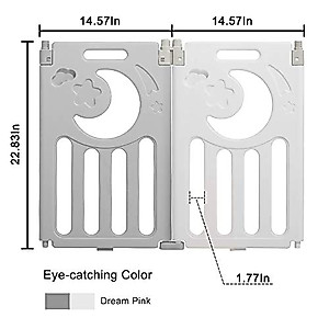 Baby Playpen, Dripex Upgrade Foldable Kids Activity Centre Safety Play Yard Home Indoor Outdoor Baby Fence Play Pen NO Gaps with Gate for Baby Boys Girls Toddlers (2 Panel - Grey + White)