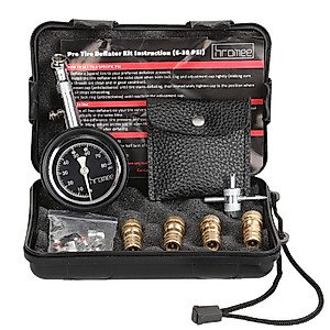 Hromee Automatic Tire Deflators Kit for Jeep, Cars, Trucks, ATV 6-30 PSI Adjustable Air Deflating Set with Gauge