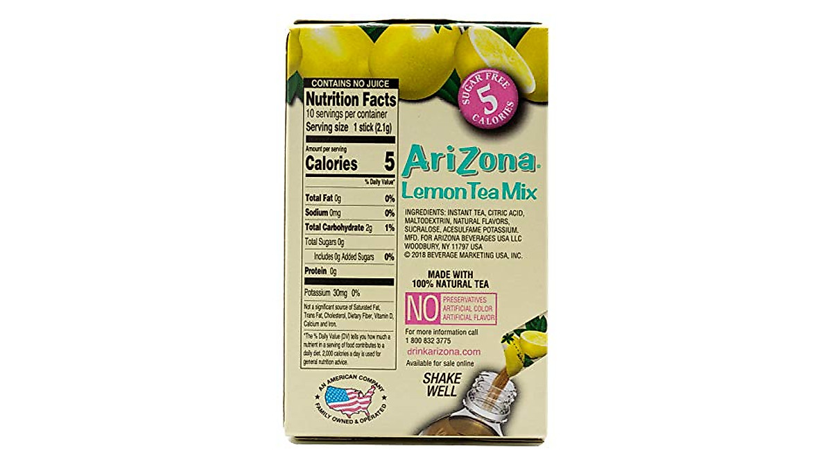 Delicious Arizona Sugar Free Lemon Iced Tea Stix