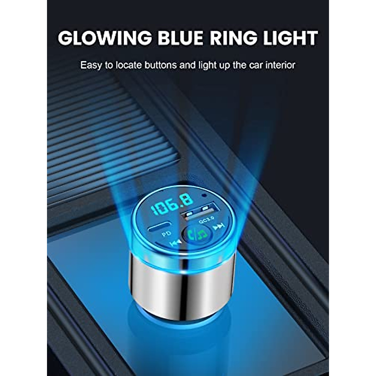 RIWUSI BC61 [All-Metal] FM Bluetooth 5.3 Transmitter for Car X1+ T25C [Upgraded Type-C] Bluetooth Car Adapter X1