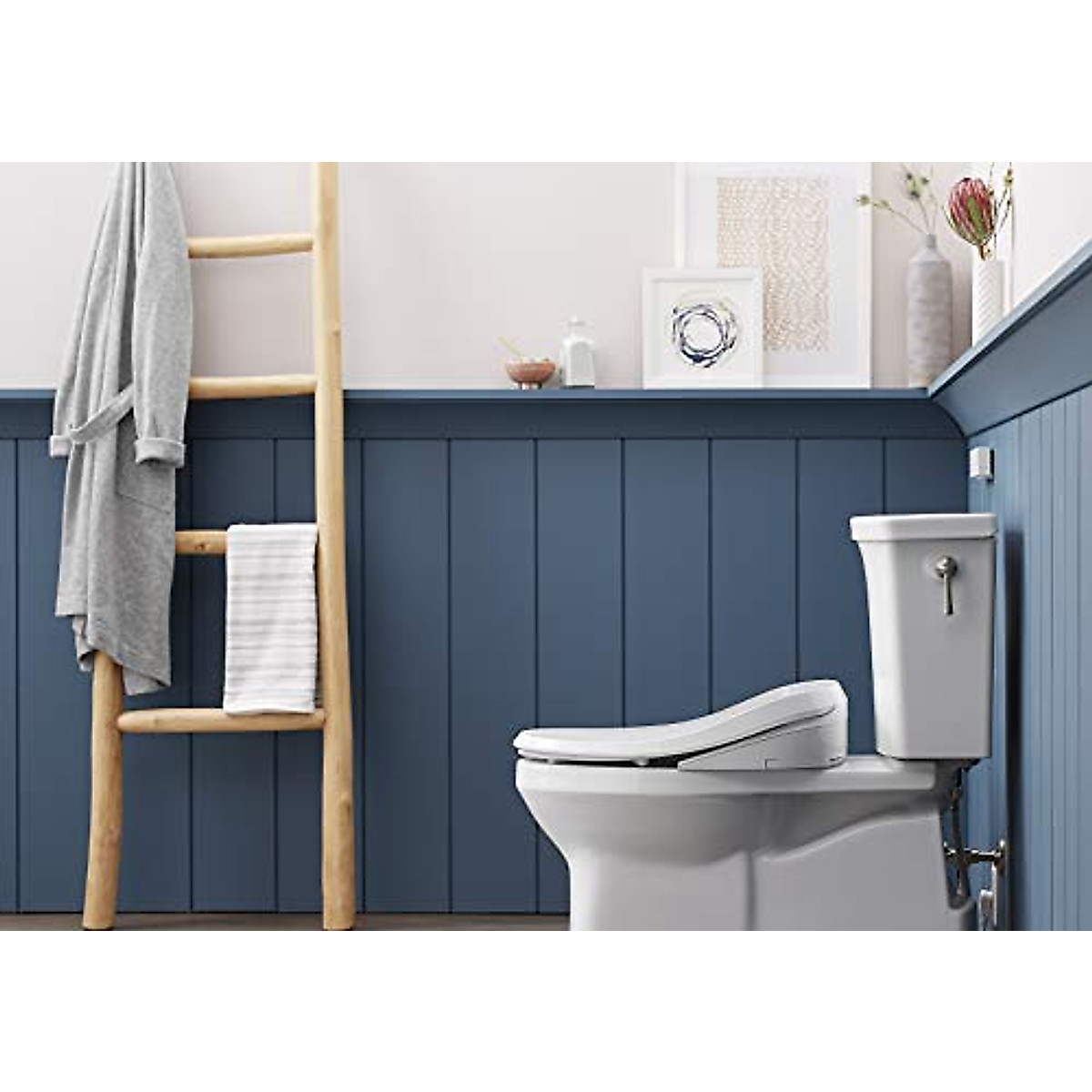 KOHLER 27142-CR-0 PureWash E700 Elongated Heated Bidet Toilet Seat with Remote Control, Bidet Warm Water, Adjustable Bidet Sprayer for Existing Toilets, White