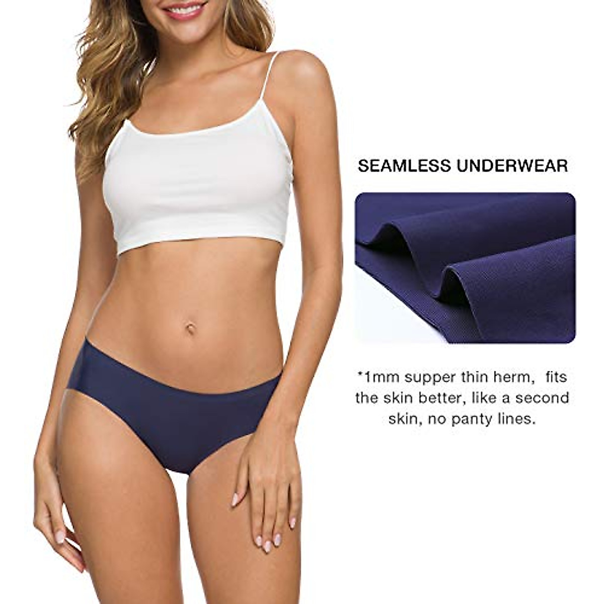 Altheanray Women’s Seamless Underwear No Show Panties Soft Stretch Bikini Underwears 6 Pack(3081M-color12)