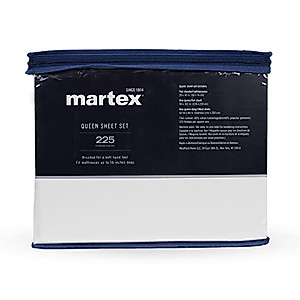 Martex 225 Thread Count Cotton Rich Bed Brushed Cotton Blend Super Soft Finish Easy Care Machine Washable Wrinkle Resistant Bedroom Guest Room 4 piece Sheet Sets, Full, White