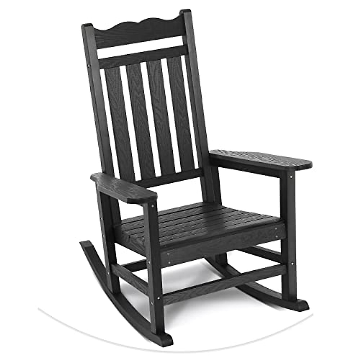 Stoog All-Weather Outdoor Rocking Chairs, Porch Rocker with 400 lbs Weight Capacity, Rocking Chars for Porch, Backyard, Fire Pit, Lawn, Garden and Indoor, Black