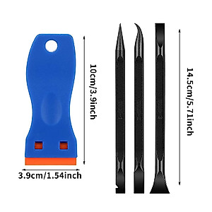 Razor Blade Scraper, 5 Pack Razor Scraper Tool with 20 Plastic and 20 Metal Razor Blades, Cleaning Scraper, for Removing Label, Registration Sticker, Tint, Grease from Windshield, Appliance, Glass