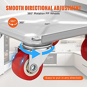 VEVOR Furniture Dolly, Furniture Moving Dollies with 360° PP Swivel Wheels & Carbon Steel Panel, 680 Lbs Capacity Furniture Lift Mover Tool Set for Moving Heavy Furniture Refrigerator Sofa