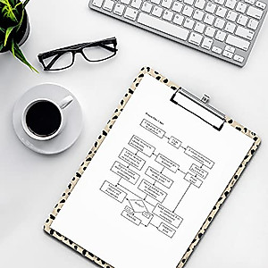 Cute Clipboard with Designs ​Wood A4 Letter Size Hardboard Office Clipboards, Retractable Hole for Hanging Decorative Clip Board - Cheetah Spots（12.4" x 8.9"）