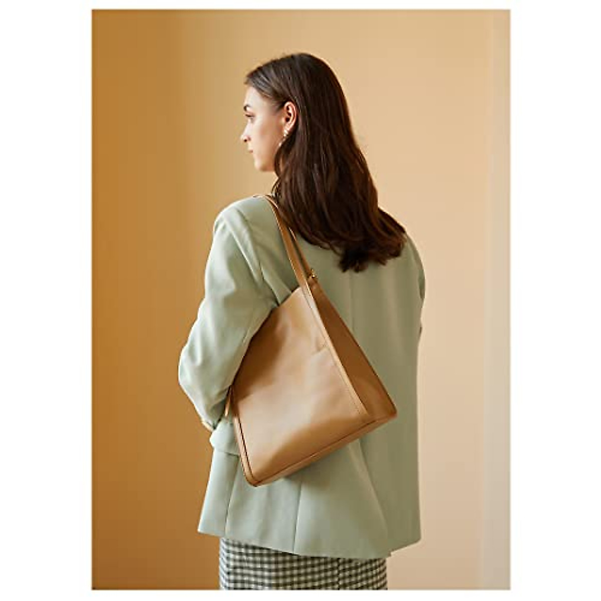 Aiwanning Genuine Leather Bucket Handbags for Women Tote Shoulder Bag Hobo Bag Purses (Black)