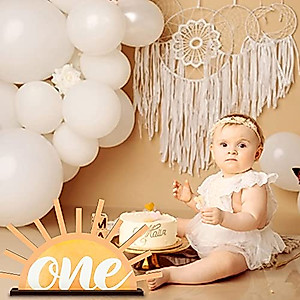 ArowlWesh Boho Sun One Wooden Table Centerpieces Spring Summer Sun Themed 1st Birthday Party Sign First Trip Around The Sun One Year Old Birthday Wood Table Decor Milestone Baby Shower Decor
