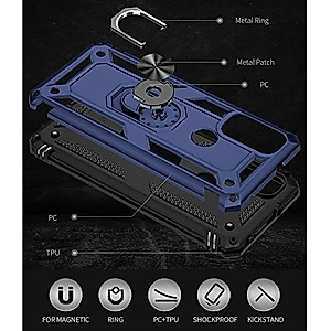 for Moto G Pure Case, Moto G Power 2022 Case with HD Screen Protector, [Military Grade 16ft. Drop Tested] Ring Shockproof Protective Phone Case for Motorola G Pure,Blue