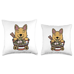Funny Yorkie Gifts Ramen Noodles Yorkshire Terrier Dog Throw Pillow, 16x16, Multicolor