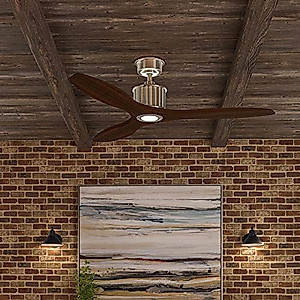 Home Decorators Collection Reagan 52 Inch LED Indoor Brushed Nickel Ceiling Fan with Light Kit and Remote Control