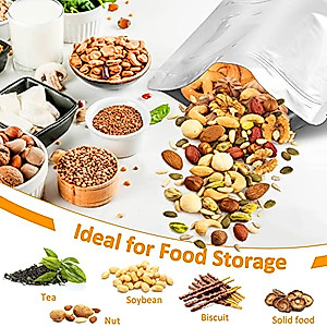 GOGOODA Mylar Bags for Food Storage with Oxygen Absorbers 60 Pack Resealable Bags 2 Size Gallon Quart Stand Up Mylar Bags with Labels, 10x14"/30 Pack, 7x10"/30 pack