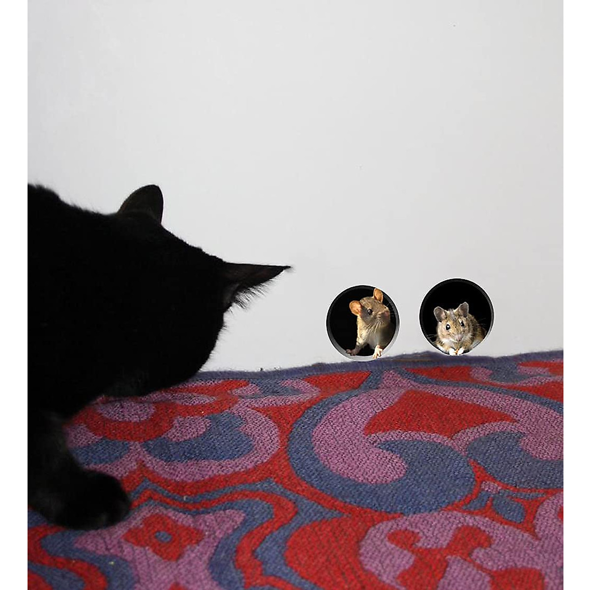 3D Mouse Hole Realistic Wall Sticker,Mouse in a Hole Wall Decal Fun Art,Home Decor,Vinyl,for Living Room Nursery Bedroom Kids Room Wall Decoration (6PCS)