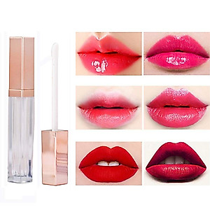 NATUWORLD 6PCS 5ml/0.17oz Empty Lip Gloss Tubes Containers with Brush Applicator and Rose Gold Lid Lip Balm Bottle Pipe Containers for DIY Lipstick Samples Lip Oil