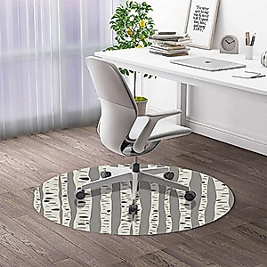 Multicolor PU Leather Round mat Office Chair Mat Dense Tree Formation White Fall Birch Trees Hardwood Floor mat Chair mat Round Chair Cushion for Desk Chair Office ChairCushion Forest Diameter 55 in