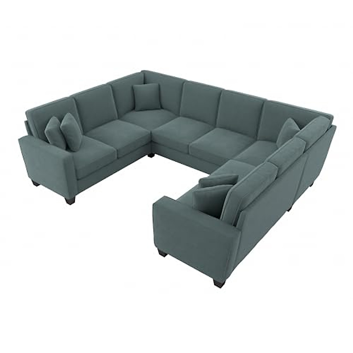 Bush Furniture Stockton U Shaped Sectional Couch, 113W, Turkish Blue Herringbone