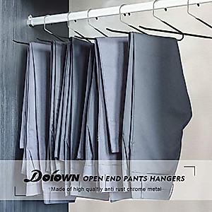 DOIOWN Pants Hangers 28 Pack Non Slip Slack Hangers Open Ended Trousers Hangers Space Saving Metal Jeans Hangers for Pants, Slacks, Towels