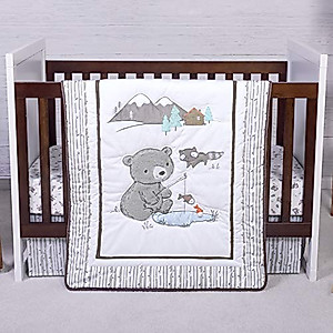 Trend Lab Gone Fishing 3 Piece Crib Bedding Set, Gender-Neutral Color Palette, Includes Quilt, Fitted Crib Sheet and Skirt