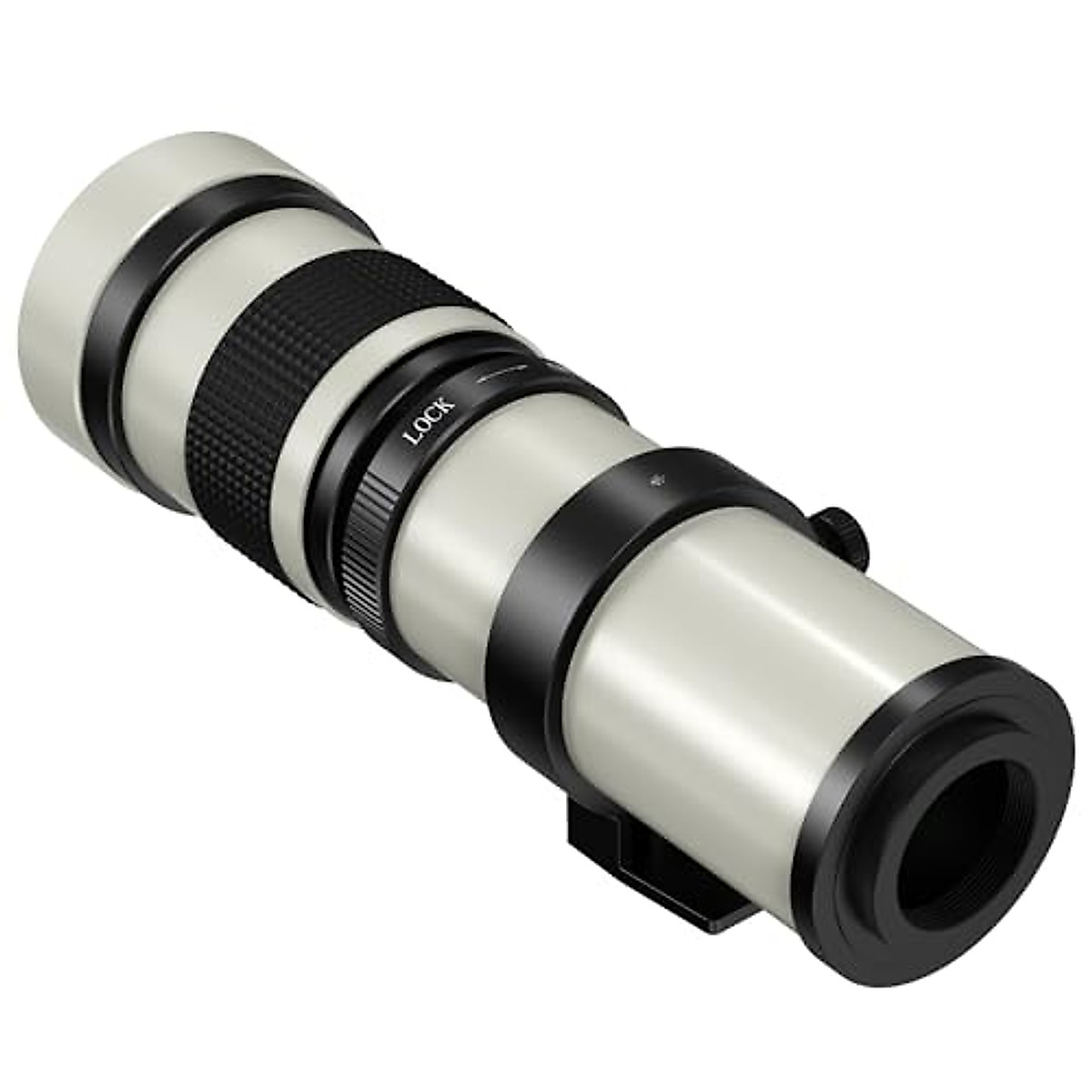 Lightdow 420-800mm f/8.3 Manual Zoom Super Telephoto Lens + T Mount Ring for Nikon D3500 D5600 D7500 D500 D600 D700 D750 D800 D850 D3200 D3400 D5100 D5200 D5300 D7000 D7200 Camera (White Version)