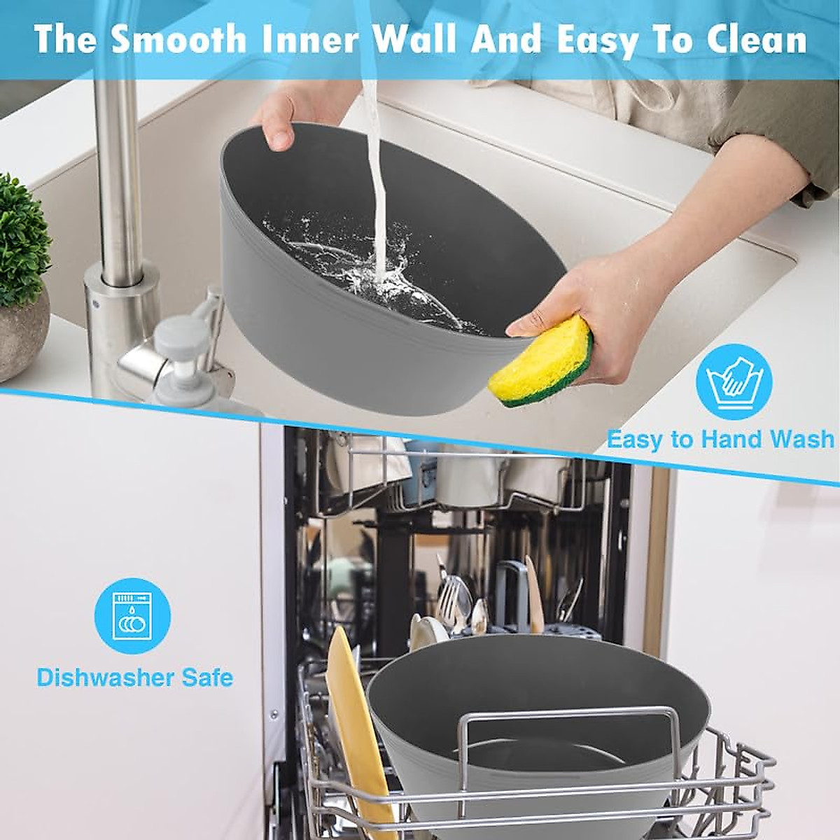 Silicone Slow Cooker Liner fit 6 QT Oval Slow Cooker，Reusable & Leakproof Dishwasher Safe Crock-Pot Liner for 6-7 Quart Crock Pot (2 PCS-Grey [Fit 6 QT])